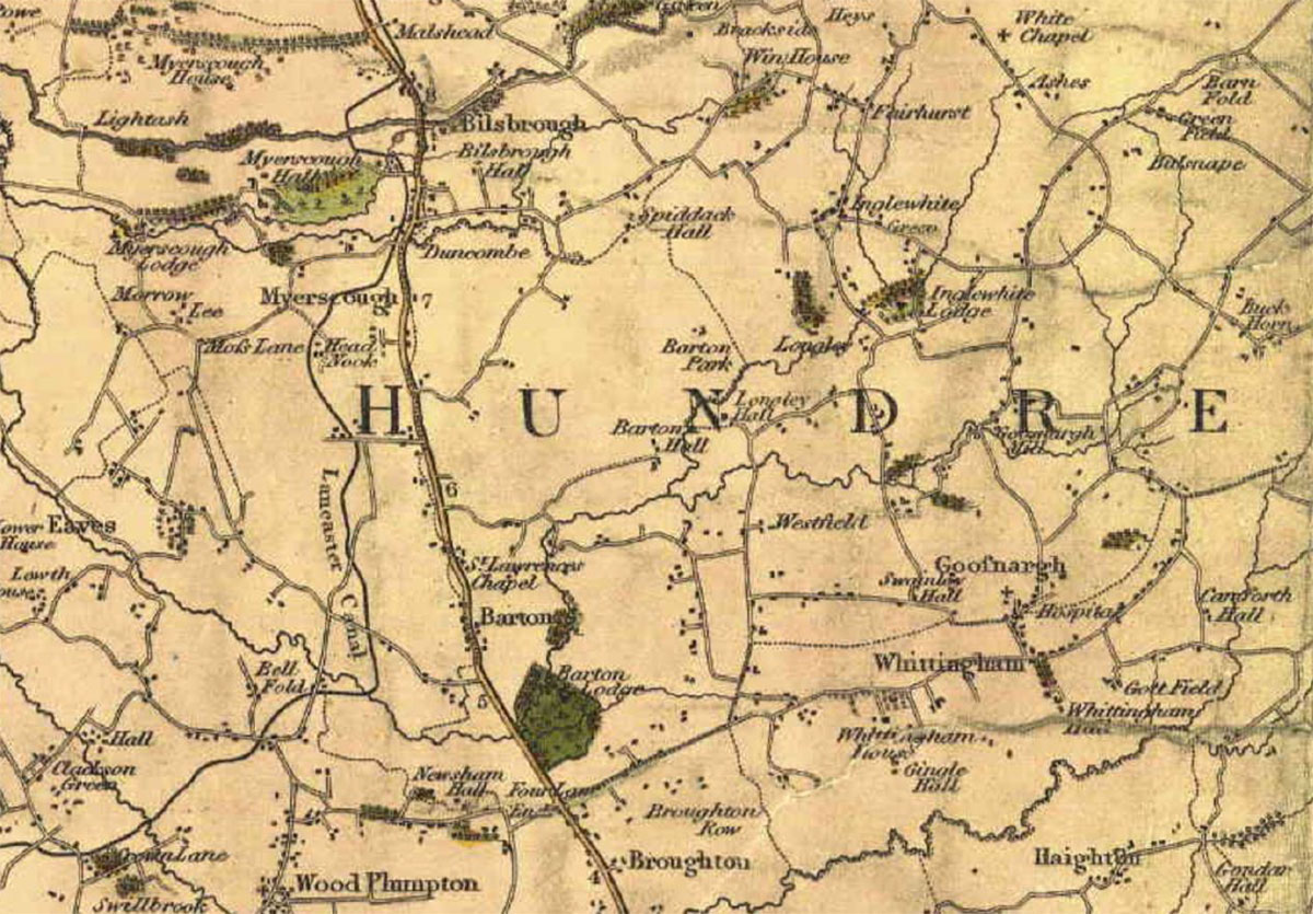 Speed 1610 map in colour of Lancashire, showing Gosnarth.